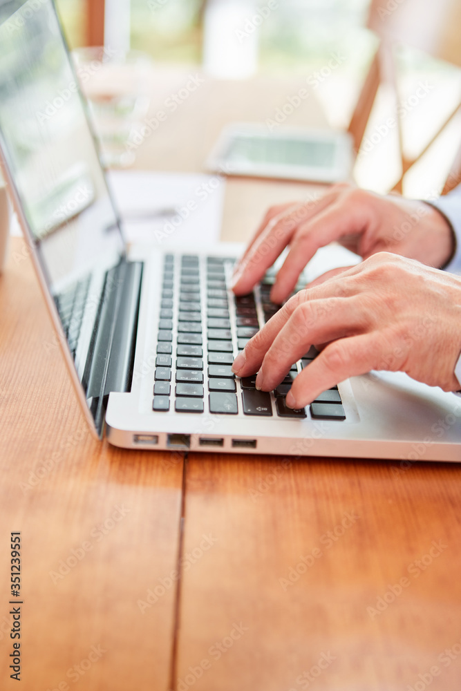 Hands write a message on the laptop Stock Photo | Adobe Stock