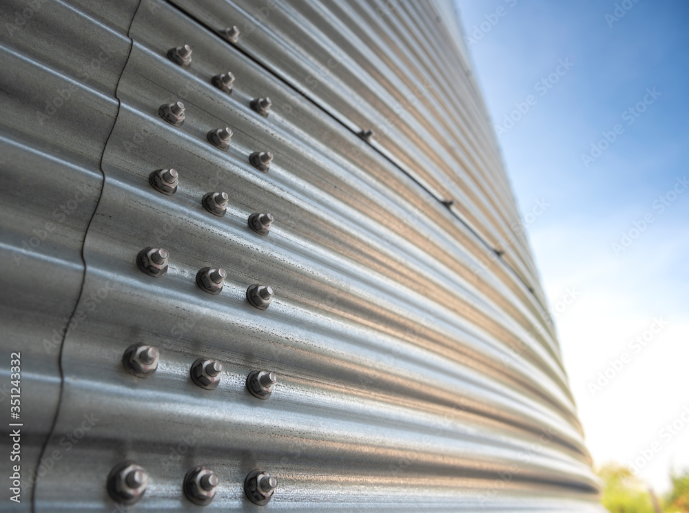 Bolts and nuts for connector water tank in power plant.Industrial zone ...