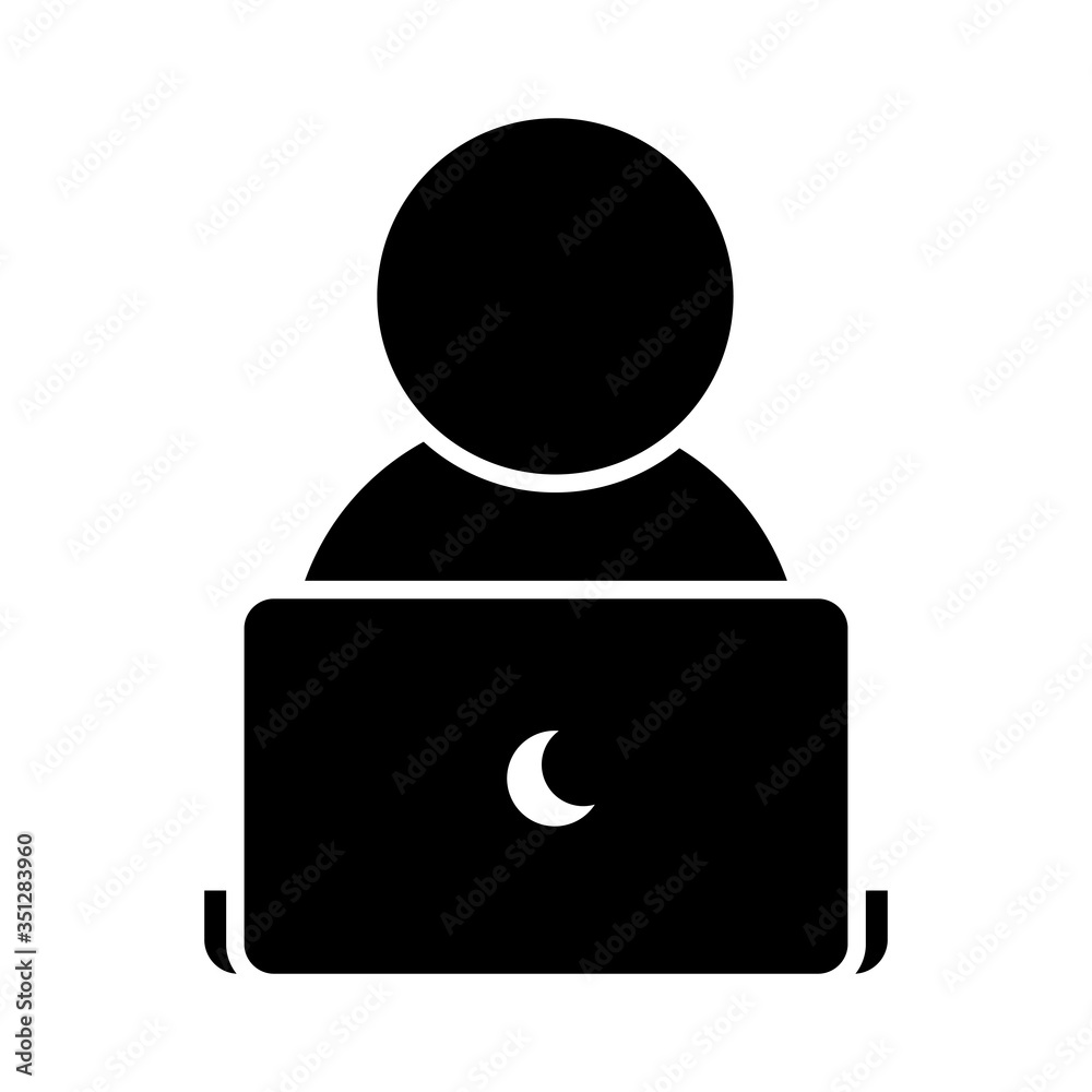 online learning concept, avatar person with laptop computer icon ...