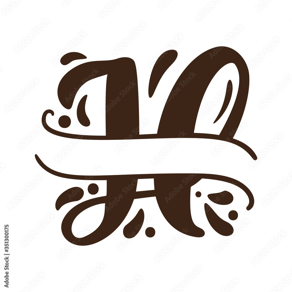 Split letters name Vector Hand Drawn calligraphic floral monogram or ...