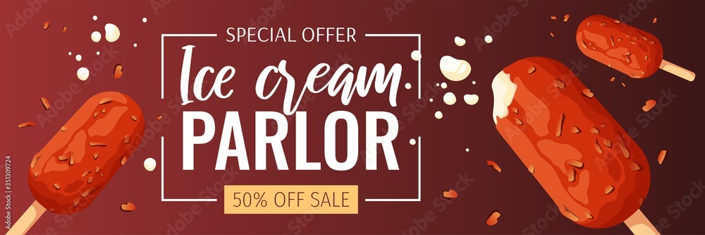 Banner design with choc-ice for Ice cream parlor or shop, Sweet ...