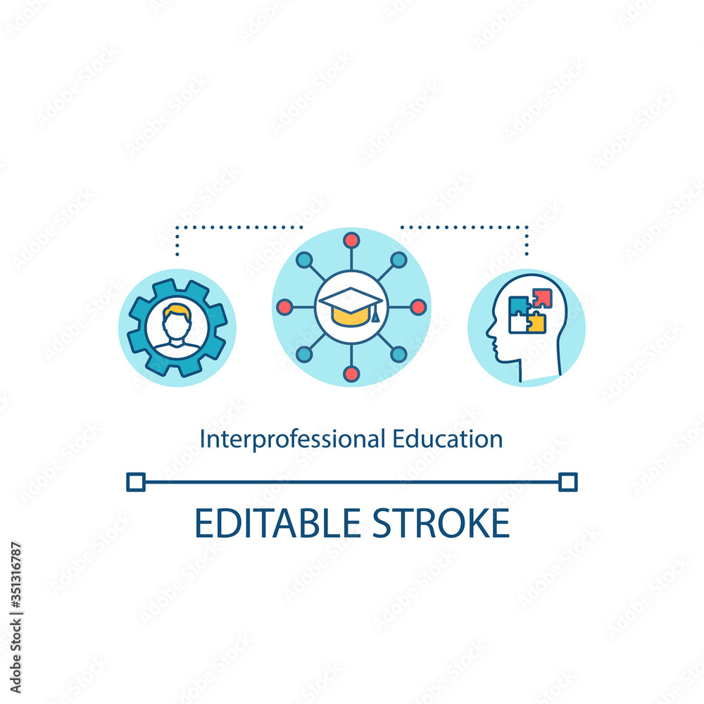 Interprofessional education concept icon. Learn speciality. Study in ...