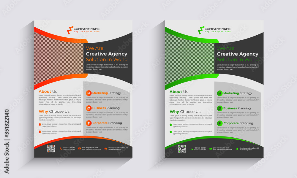 Corporate Flyer Design Template. two colors scheme, vector template in ...