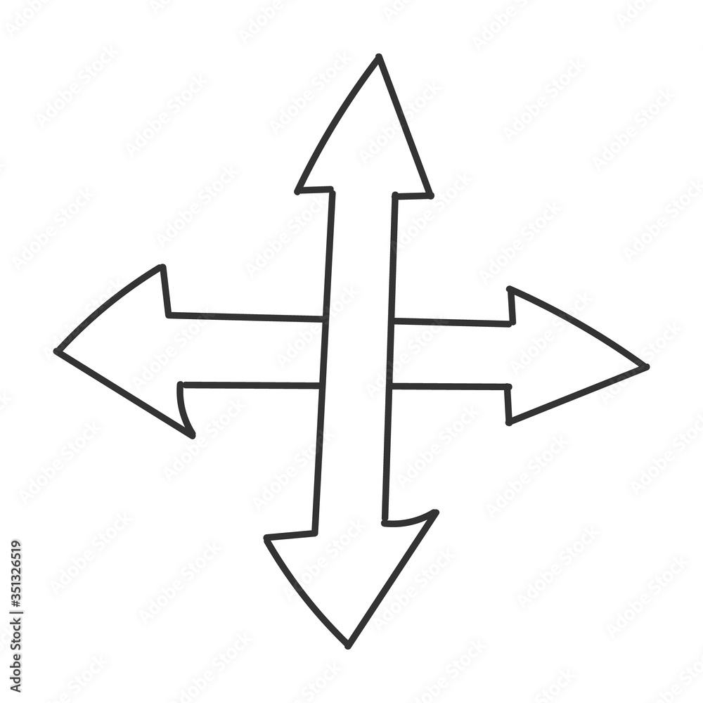 Double intersecting arrow in the Doodle style. Vector drawing for ...