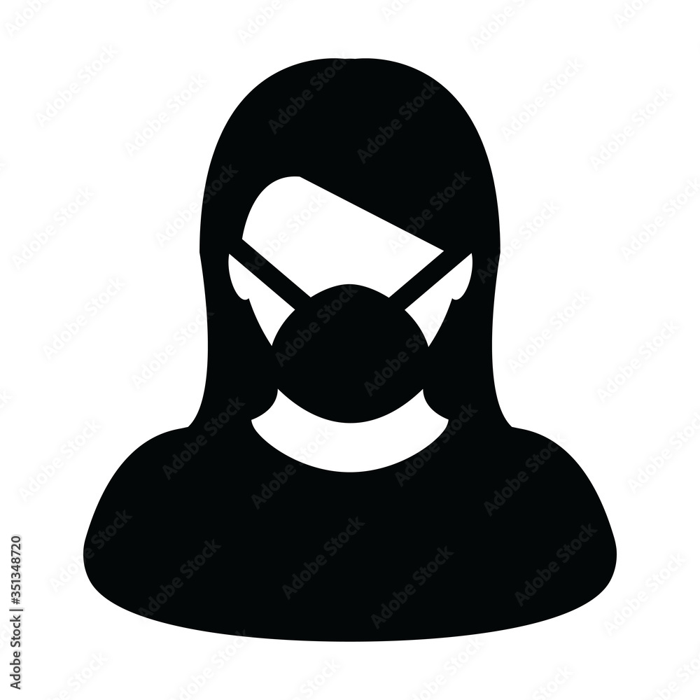 Virus mask icon vector person profile female avatar symbol for medical ...