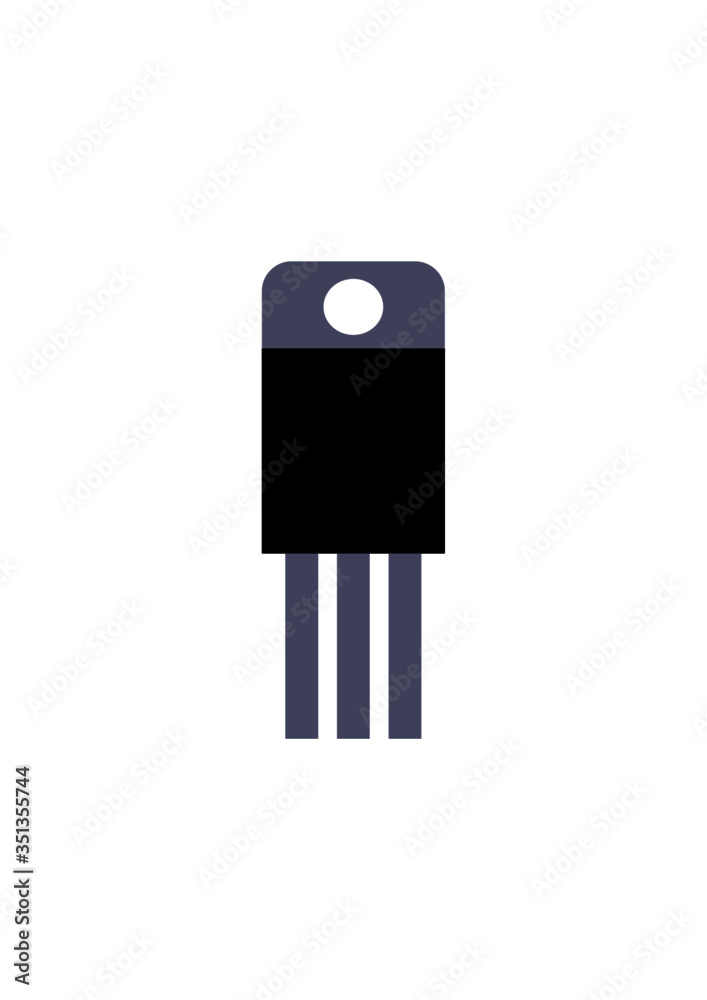 Transistor electronic component on a white background. Electronic ...