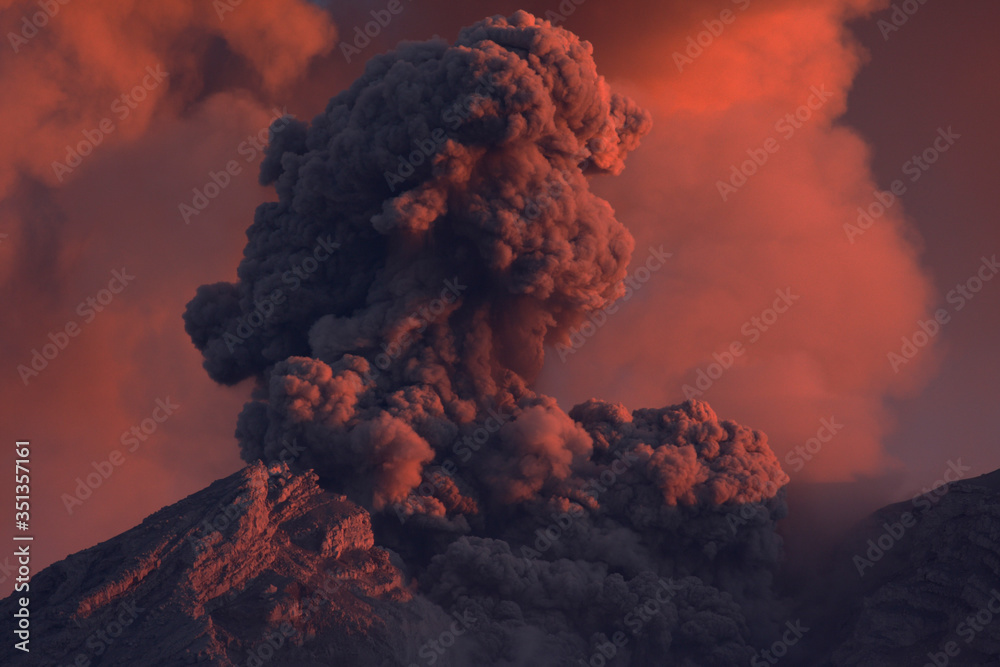 Indonesia, East Java, Semeru volcano, Ash eruption Stock Photo | Adobe ...