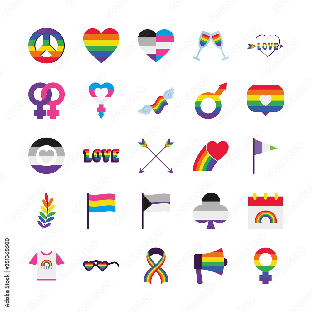 arrows and LGBT pride icon set, flat style Stock Vector | Adobe Stock