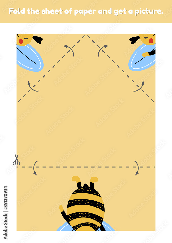 Fold the sheet of paper and get a picture cute bumblebee. Education ...