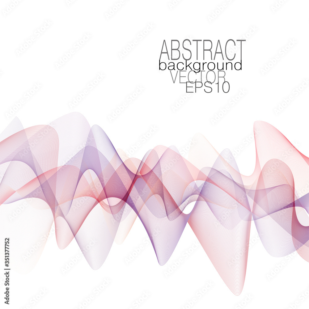 Red, purple and violet dynamic waves. Colored line art pattern. Vector ...