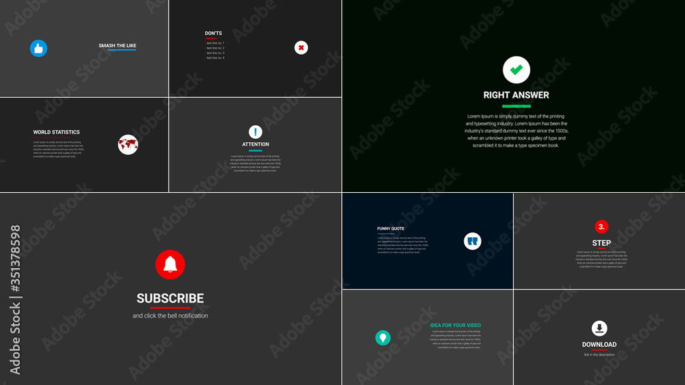Full Screen Notification with Icons Stock Template | Adobe Stock