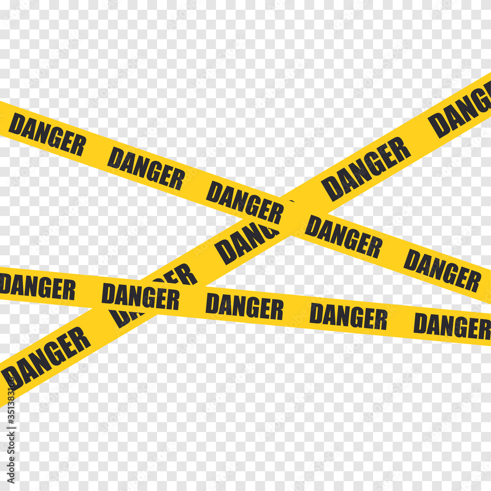 Vector crossed black and yellow police stripe border. Set of danger ...