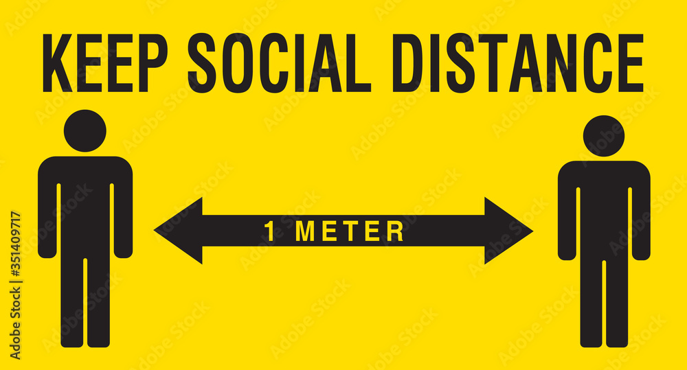Vector of footprint sign with text keep social distance, 1m social ...