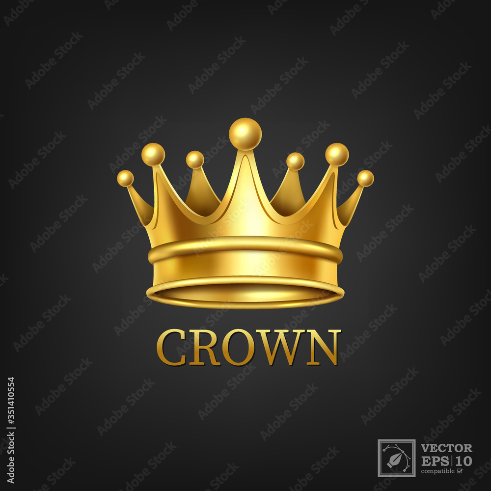 Realistic Golden Crown, isolated on a transparent background. Vector ...