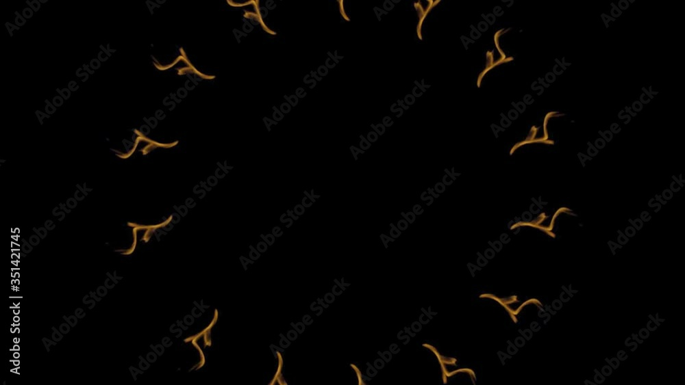 Fire Flames Igniting And Burning - Slow Motion. A line of real flames ...