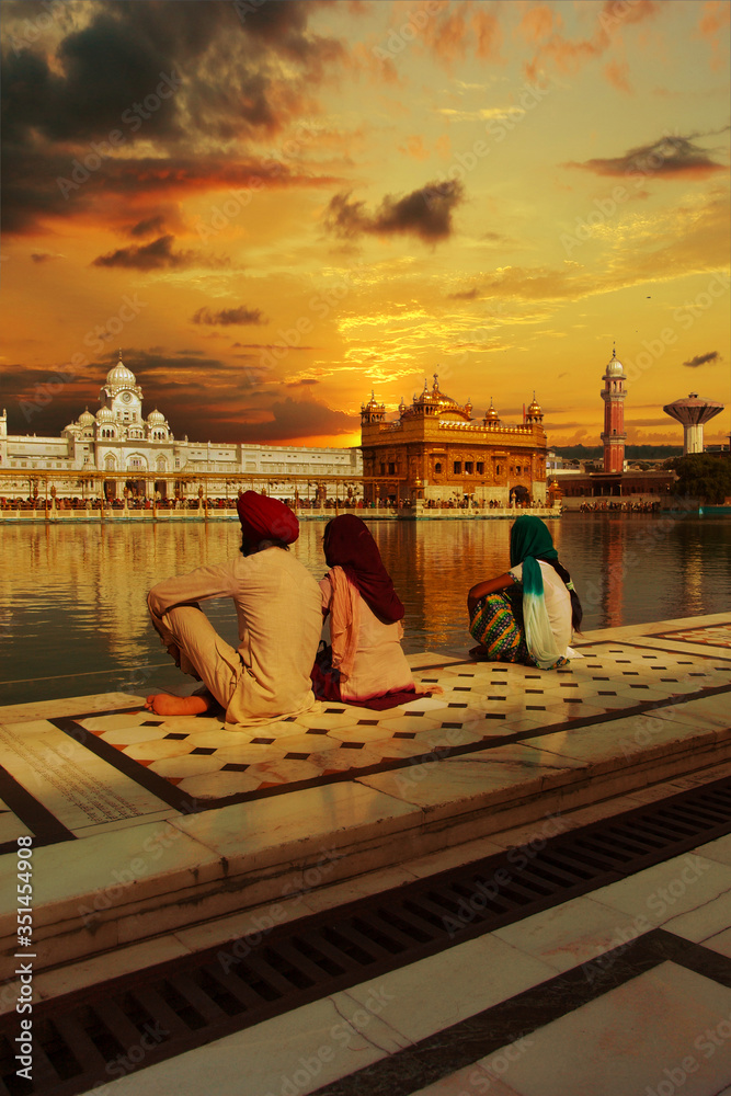 pilgrim at the golden temple in the city of Amritsar-India,main temple ...