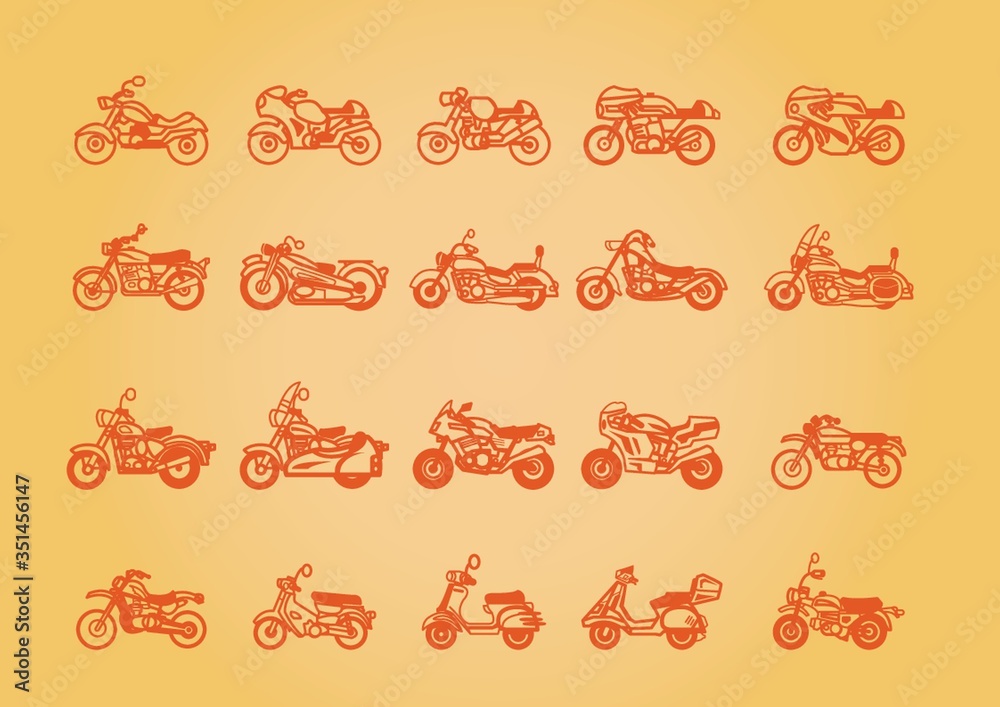 A collection of different two wheelers illustration. Stock Vector ...