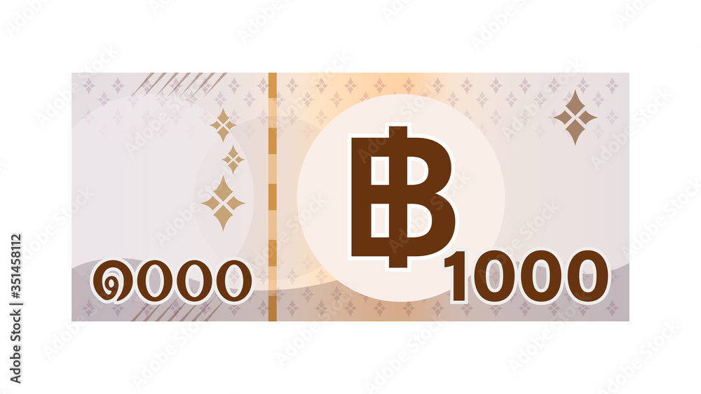 Thai 1000 Baht Banknote Money isolated on white, Thai Currency One ...