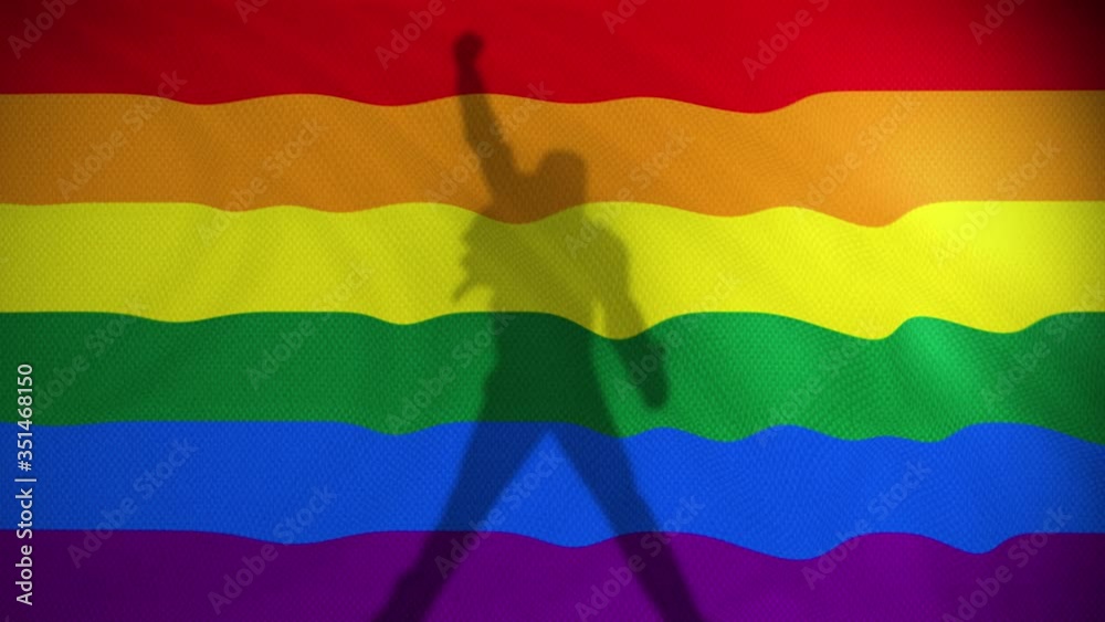 Vídeo do Stock: flag LGBT GLBT A Rainbow waves with a shadow that ...