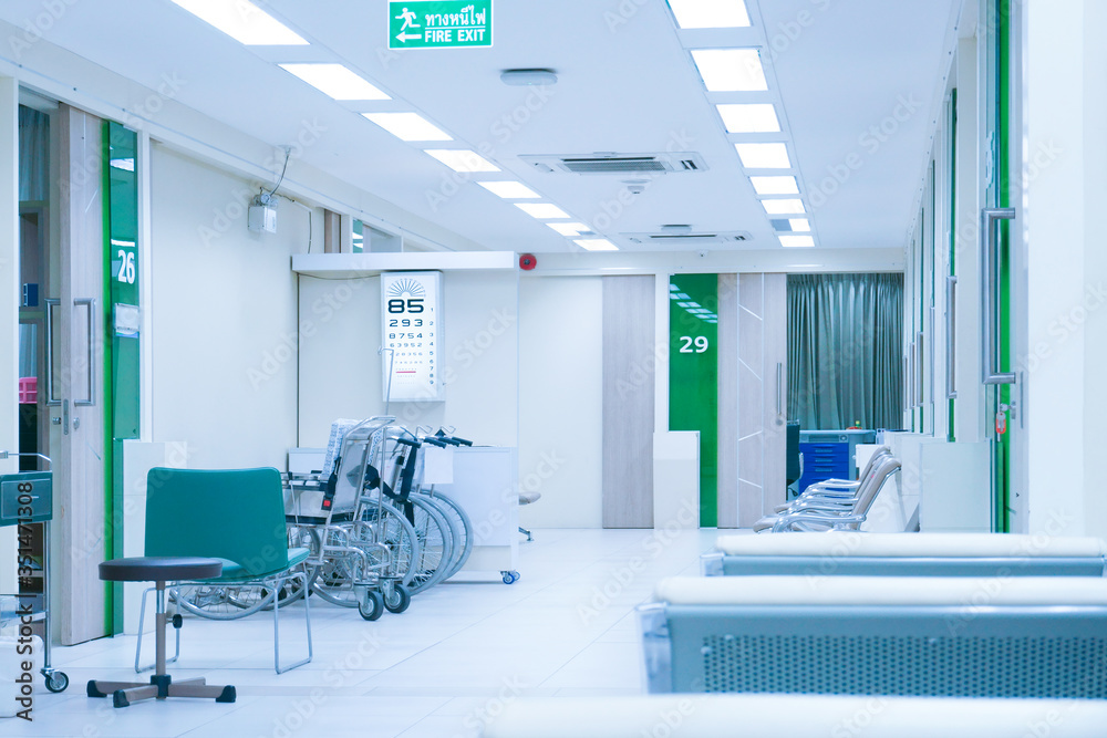 Interior hospital consulting room with Medical,Eye test chart and ...