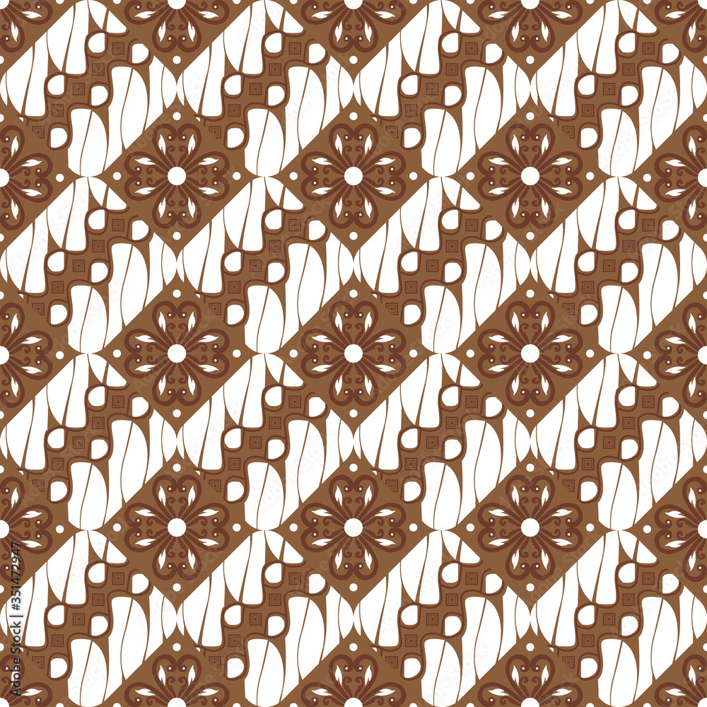 Beautiful Tradisional batik floral pattern with elegant white brown ...