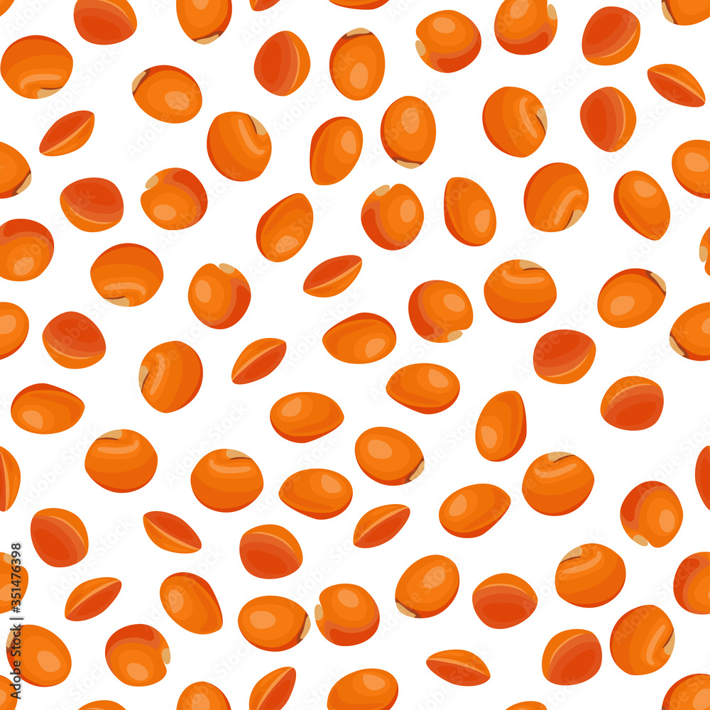 Red lentils seamless pattern. Vector illustration of healthy beans ...