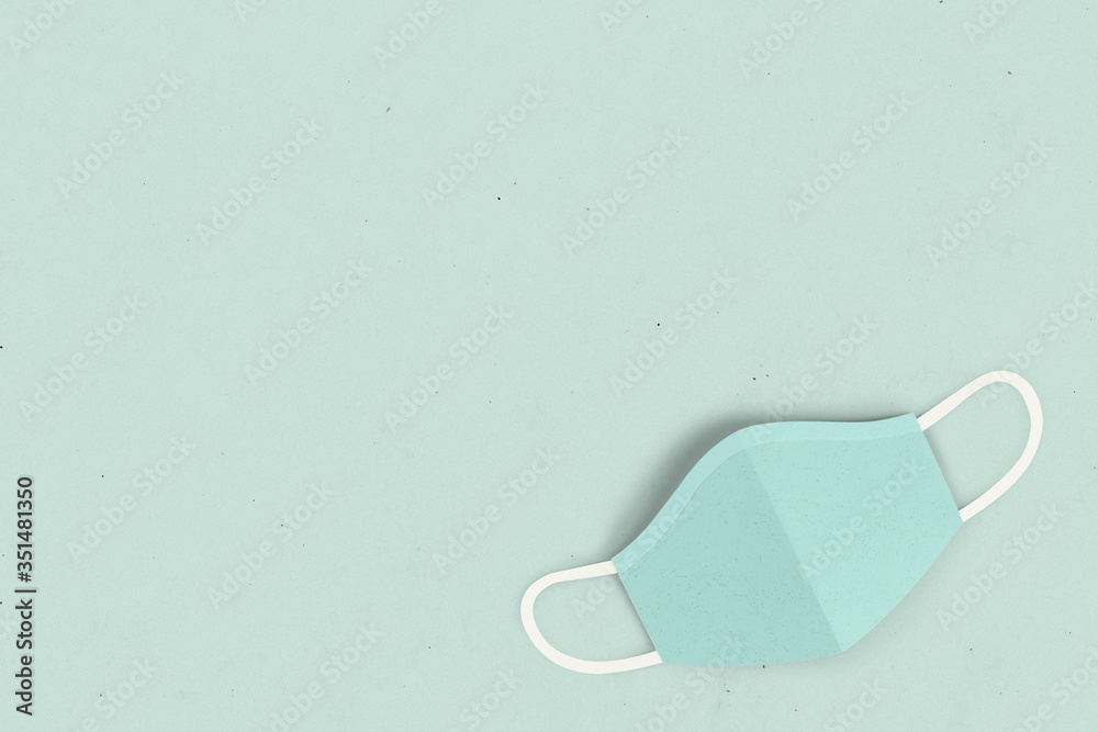 Paper craft green face mask background Stock Illustration | Adobe Stock