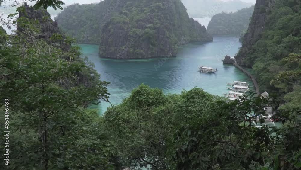 Kayangan Lake viewpoint, Coron, Palawan, Philippines, 60fps Stock ビデオ ...