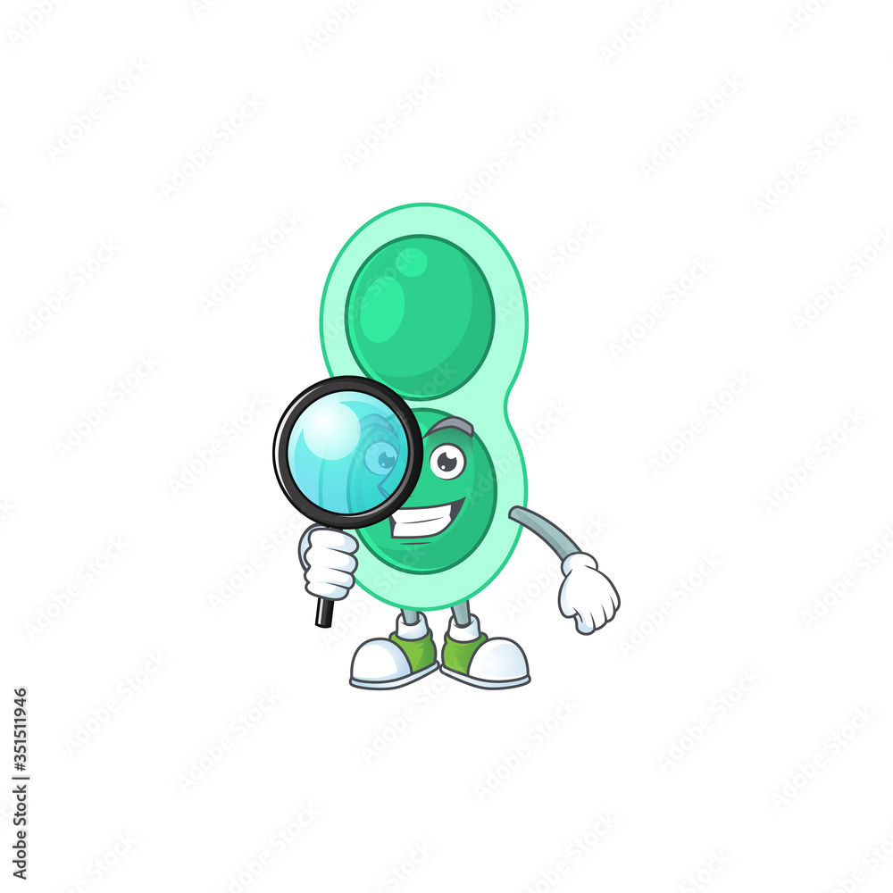 cartoon drawing concept of green streptococcus pneumoniae working as a ...