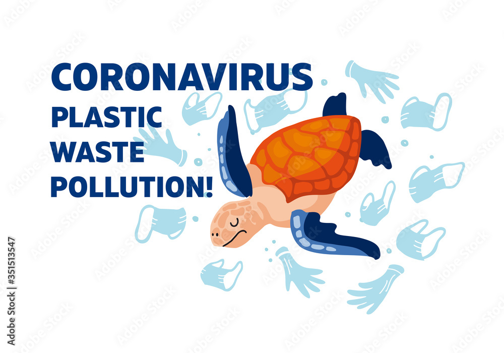 Web template Coronavirus plastic waste pollution! Vector flat ...