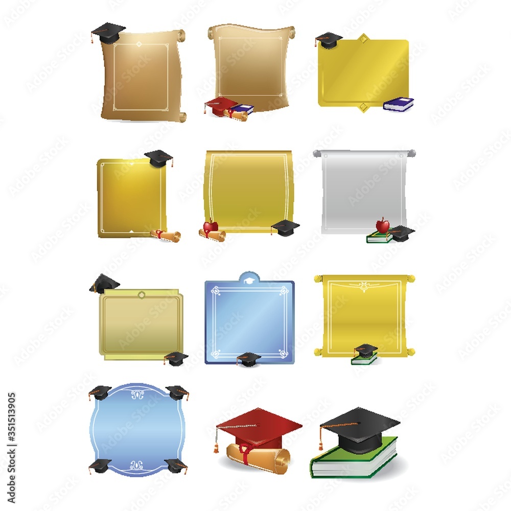 graduation scroll and frame set Stock Vector | Adobe Stock