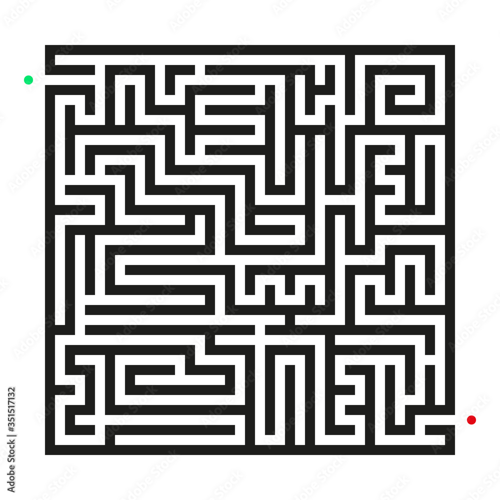 Black square vector maze isolated on white background. Black labyrinth ... Black square vector maze isolated on white background. Black labyrinth ...