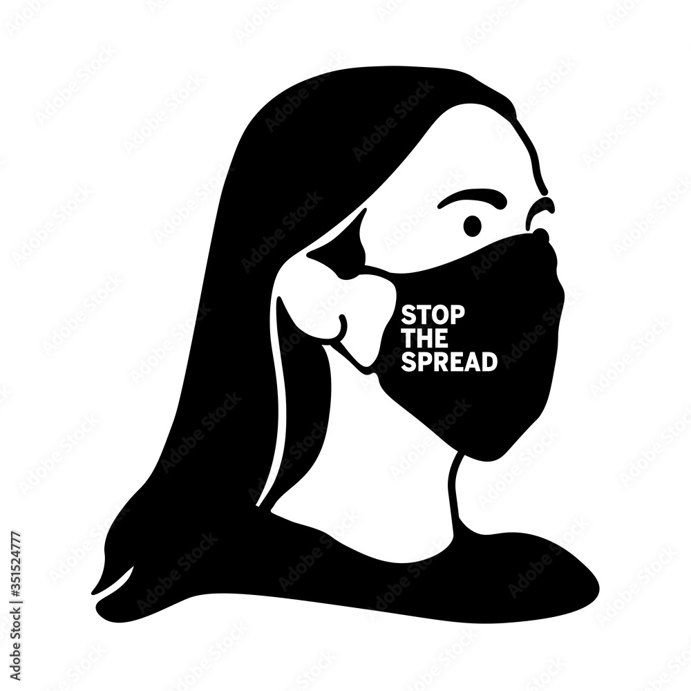 Face mask - Graphic portraits with messages - Stop the spread Stock ...