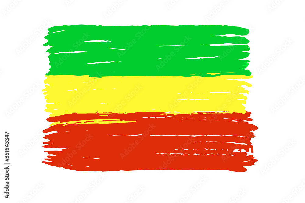 Rastafari flag isolated on a white background. The symbol of Rastafari ...