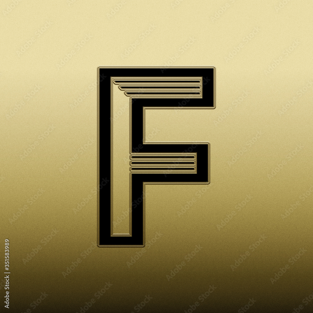 Alphabet creative font on golden texture. Gold letter for Title, Header ...