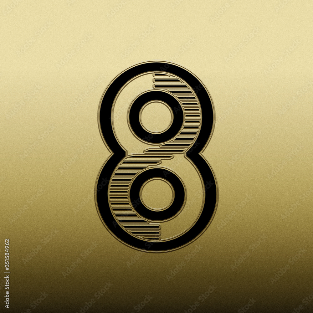 Number. Modern black number on gold background. Beautiful elegant ...