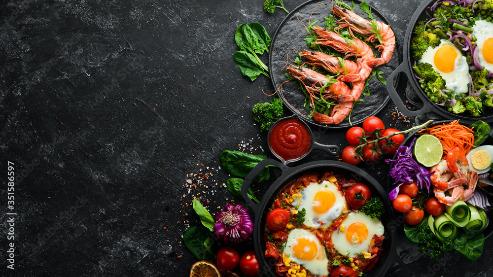 Food. Set of dishes on the table. Traditional cuisines of the world ...