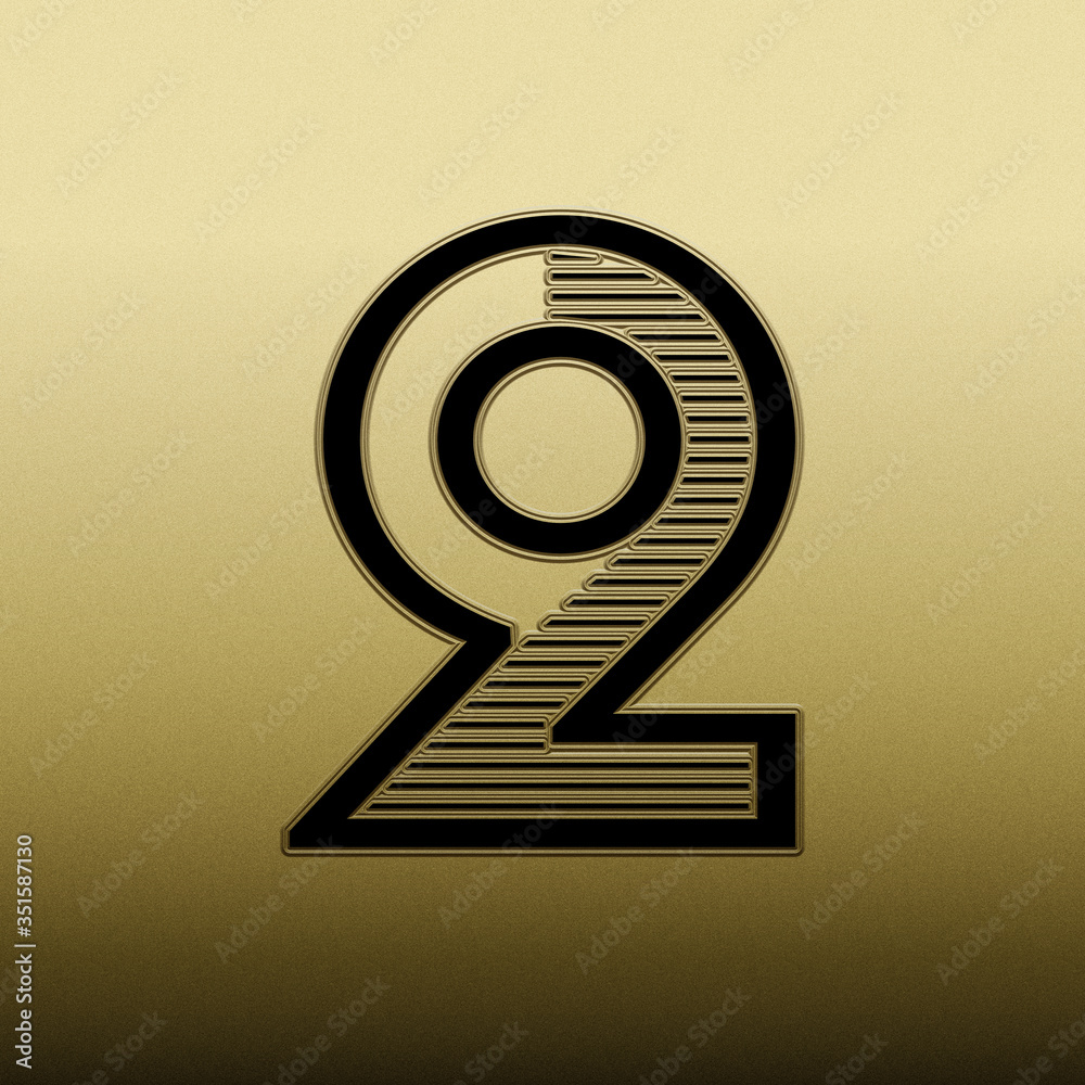 Number. Modern black number on gold background. Beautiful elegant ...