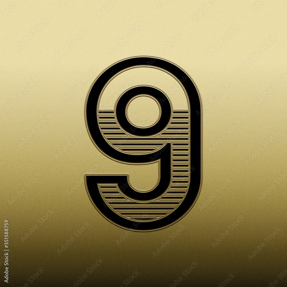 Number. Modern black number on gold background. Beautiful elegant ...