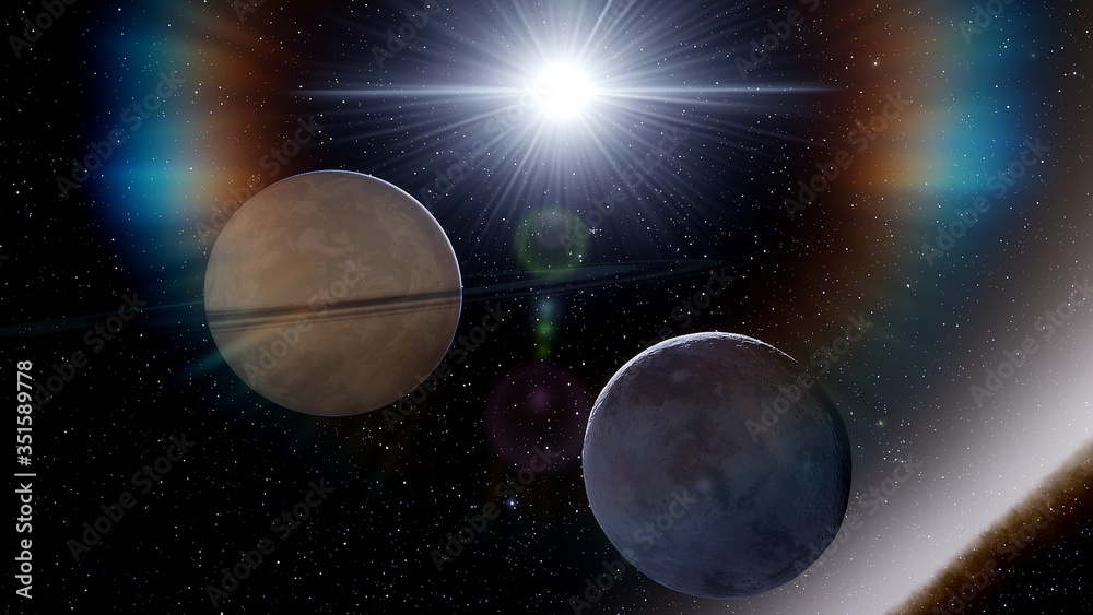 two beautiful planets in space, two planets in space, planets space ...