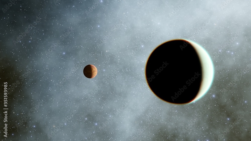 two beautiful planets in space, two planets in space, planets space ...