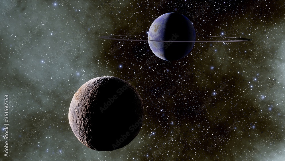 two beautiful planets in space, two planets in space, planets space ...