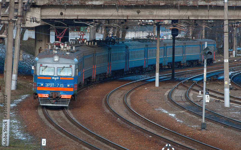 Minsk, Belarus. Jan 2020. RVR suburban electric trainset. Passenger ...