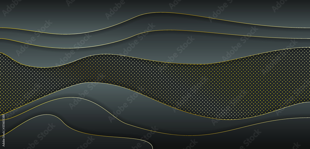 Black paper cut background. Abstract realistic paper cut decoration ...