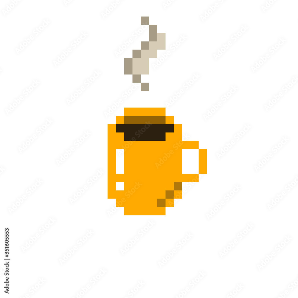 coffee cup pixel art icon, pixel illustration Stock Illustration ...