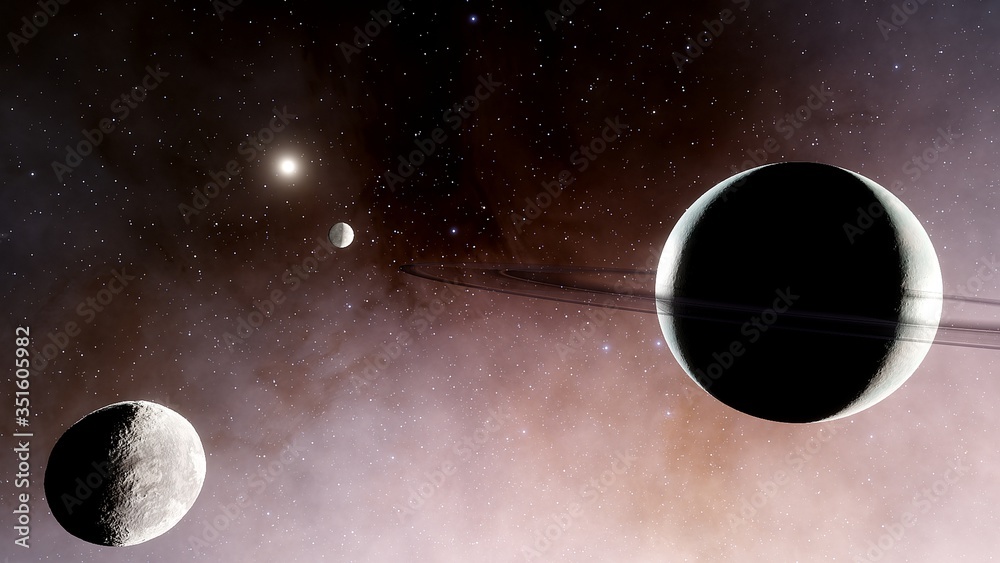 two beautiful planets in space, two planets in space, planets space background 3d render Stock ...
