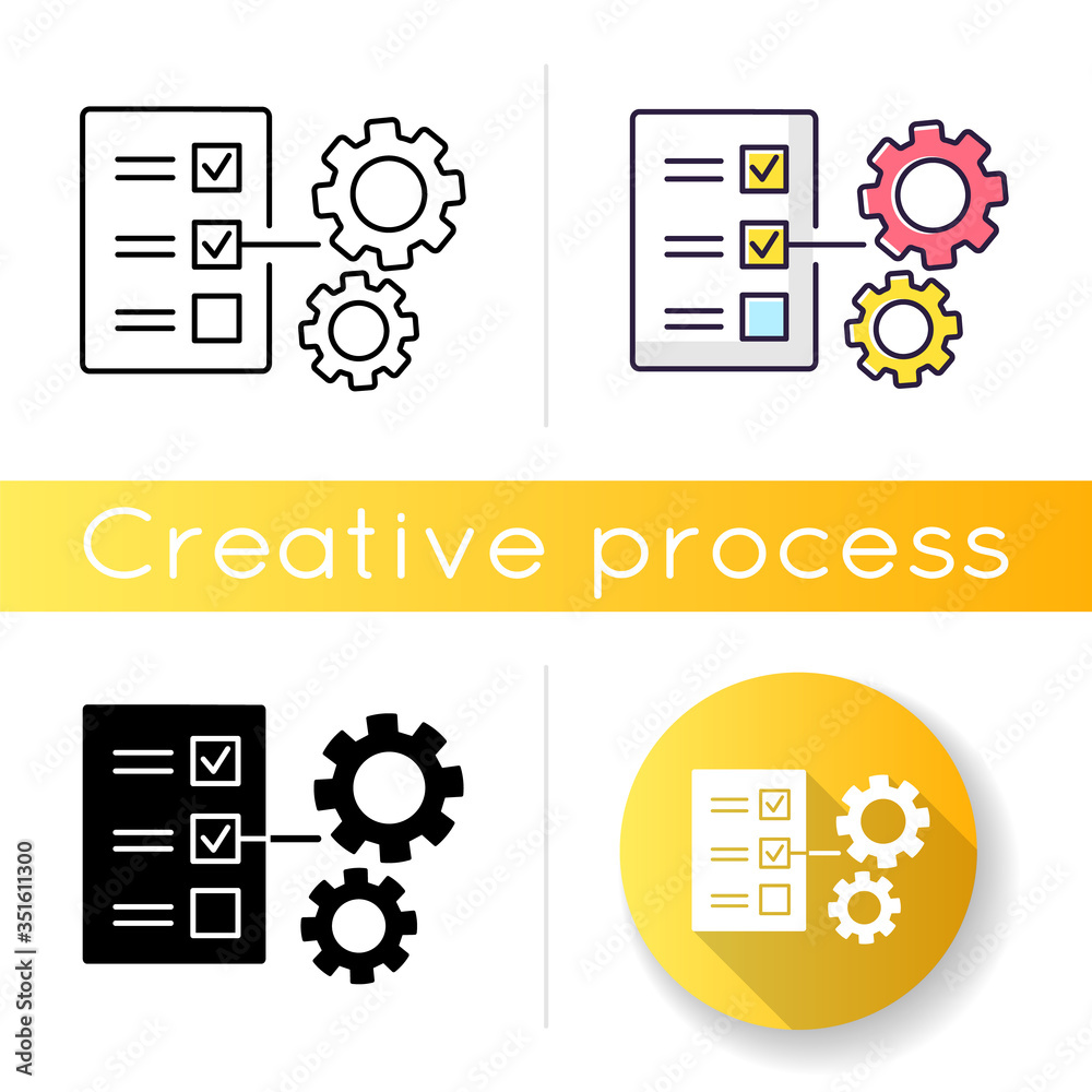 Technical task icon. Document with checklist. Engineer note. Report on ...