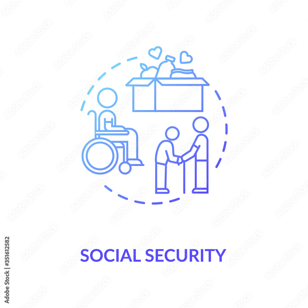 Social security concept icon. People in need help. Old age pensioners ...