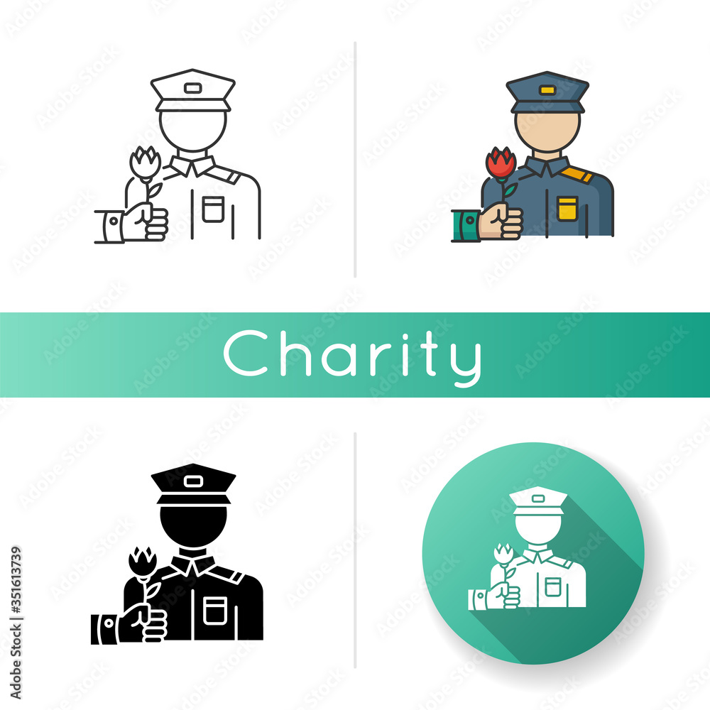 War veterans charity icon. Help for army soldier. Memorial Day ...