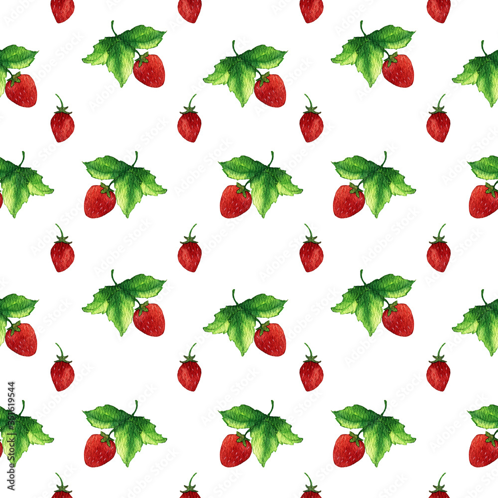 Watercolor Strawberry Digital Paper, Hand Drawn, Strawberry Seamless ...
